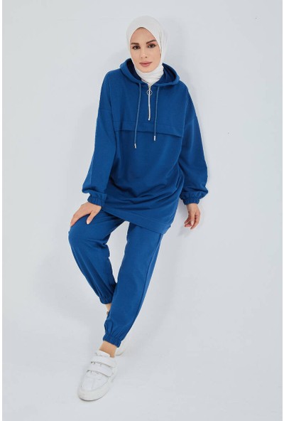 Önden Yarım Fermuarlı Eşofman Takımı TRN1019 Indigo