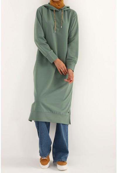 ALLDAY Leopar Bağcıklı Kapüşonlu Rahat Tunik