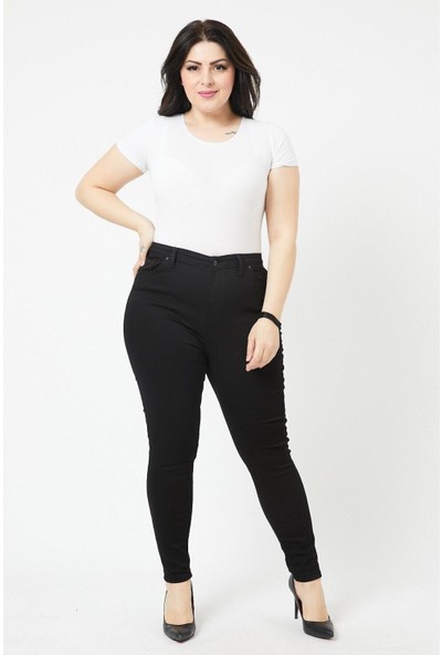 Siyah Kadın Siyah Büyük Beden Yüksek Bel Full Esnek Gabardin Kumaş Tayt Pantolon - XXL00003 Siyah Kadın Siyah Büyük Beden Yüksek Bel Full Esnek Gabardin Kumaş Tayt Pantolon - XXL00003