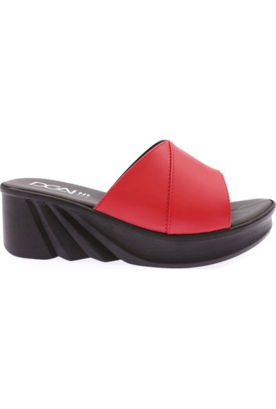 Dgn 2100-54 Kadın Yüksek Taban Düz Çapraz Dikiş Detaylı Terlik