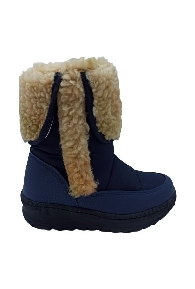 Mini Can Kürklü Lacivert Çocuk Kar Botu Mini Can Kürklü Lacivert Çocuk Kar Botu