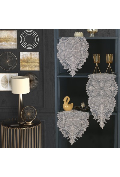 Tropik Home Gri Runner ve Peçete 3 Parça Salon Takımı Valentin Yatak Odası Seti Nakışlı Çeyizlik Runner Seti Tropik Home Gri Runner ve Peçete 3 Parça Salon Takımı Valentin Yatak Odası Seti Nakışlı Çeyizlik Runner Seti