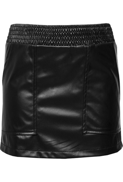 Brz Kids Suni Deri Beli Lastikli Cepli Etek