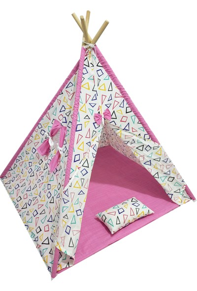 Miniks Pamuk Ahşap Çocuk Oyun Çadırı Kızılderili Çadırı Oyun Evi