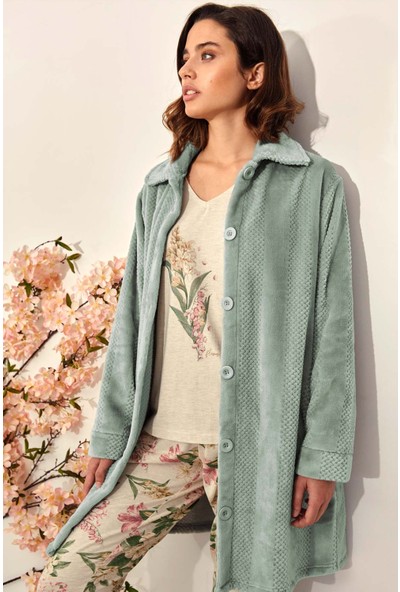 Ayyıldız Kadın Yeşil Polar Sabahlık 57414