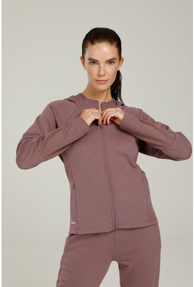 Lumberjack CT321 Mıla Full Zıp Hoodı Mürdüm Kadın Eşofman Üstü