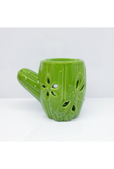 Magrib Açık Yeşil Kaktüs Figürlü Çiçek ve Kelebek Motifli Seramik Buhurdanlık Magrib Açık Yeşil Kaktüs Figürlü Çiçek ve Kelebek Motifli Seramik Buhurdanlık