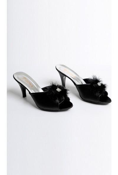 EXCLUSIVE Topuklu Tüylü Gelin Çeyiz Terliği