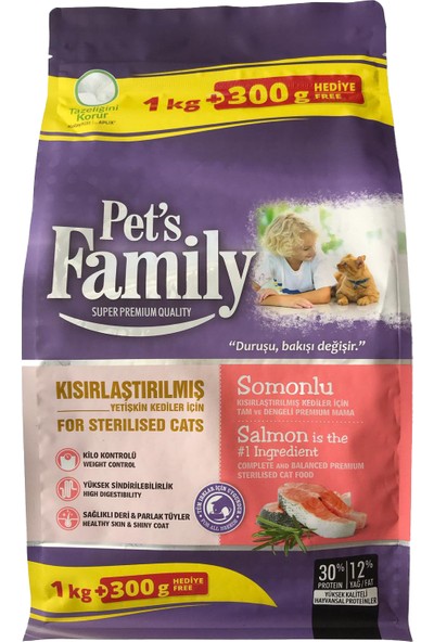 Pets Family Premium Somonlu Kısırlaştırılmış Yetişkin Kedi Maması 1.300 G Pets Family Premium Somonlu Kısırlaştırılmış Yetişkin Kedi Maması 1.300 G