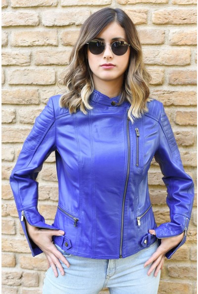 Capella Mavi Kadın Deri Ceket