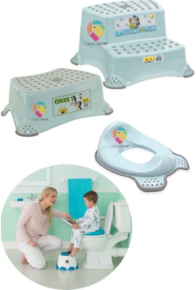 Localshop Çocuk Tuvalet Lavabo Alıştırma Seti 3 Parça Mavi Localshop Çocuk Tuvalet Lavabo Alıştırma Seti 3 Parça Mavi