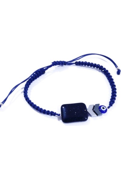 Funny Takı Nazar Boncuklu Yıldız Taşı ve Hematit Doğaltaşlı Unisex Bileklik