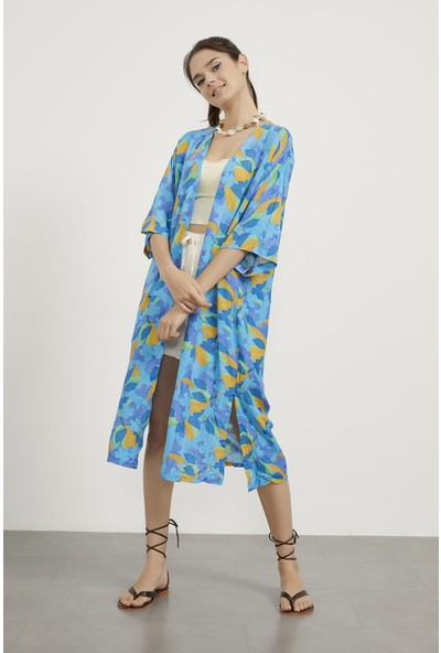Armalife Desenli Viskon Uzun Kimono Armalife Desenli Viskon Uzun Kimono
