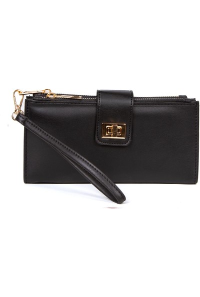 Leyl Telefon Bölmeli Büyük Para Cüzdanı Bilek Askılı Bayan Suni Deri Portföy Cüzdan