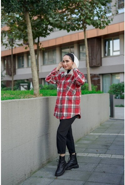 Kapşonlu Oduncu Gömlek DUB208 Kırmızı