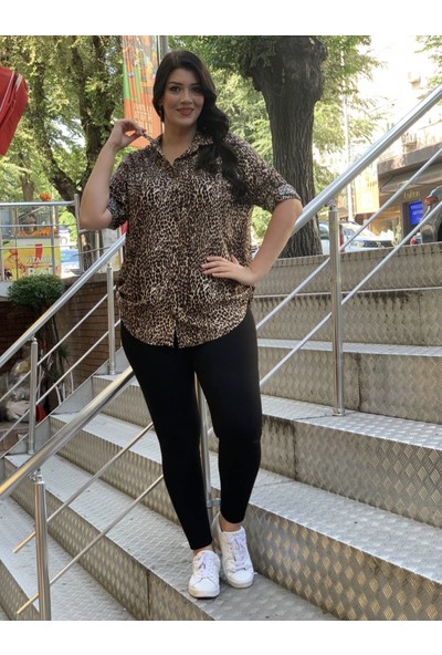 My Life Big Size Leopar Kadın Büyük Beden Gömlek My Life Big Size Leopar Kadın Büyük Beden Gömlek