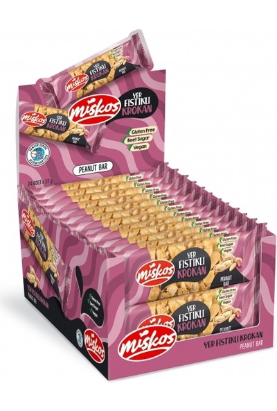 Miskos Yer Fıstıklı Krokan 35 gr x 24 Miskos Yer Fıstıklı Krokan 35 gr x 24
