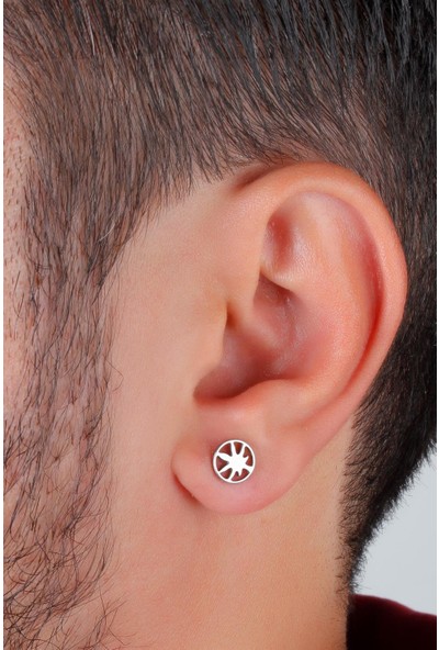 Madame Concept Gümüş Renk Bitki Figürlü Çelik Erkek Küpe