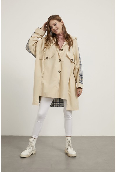 Armalife Arkası Kaşe Ekose Trenchcoat Armalife Arkası Kaşe Ekose Trenchcoat