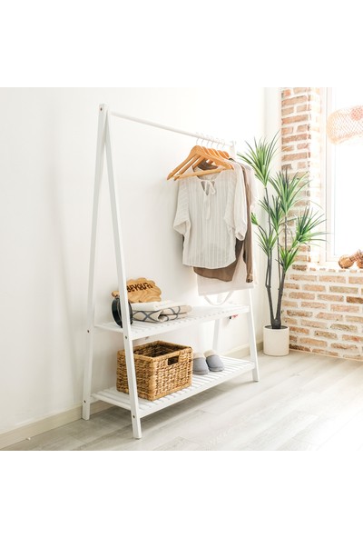 Obi Atölye Ahşap Konfeksiyon Askılık Iki Raflı 148 x 106 cm Obi Atölye Ahşap Konfeksiyon Askılık Iki Raflı 148 x 106 cm