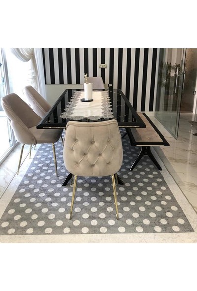 Brillant Puantiye Desen Saçaksız Lateks Taban Halı