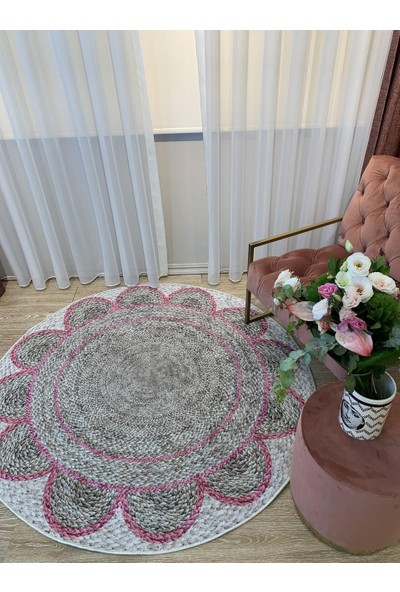 Brillant Hasır Jüt Görünümlü Yuvarlak 3d Renkli Balkon Ve Teras Lateks Halı Brillant Hasır Jüt Görünümlü Yuvarlak 3d Renkli Balkon Ve Teras Lateks Halı