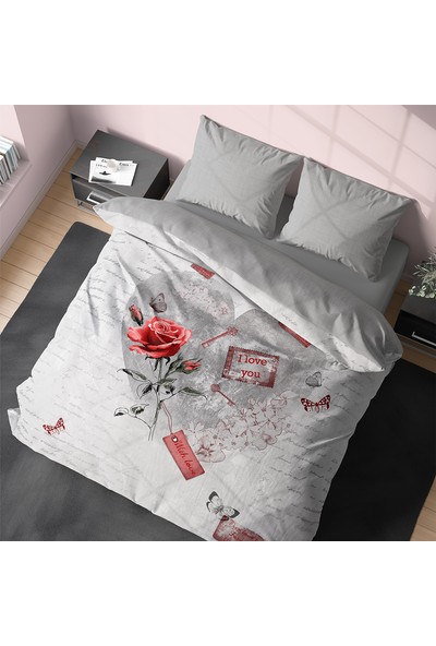 Halley Home Mektup Gri Çift Kişilik Nevresim Seti Halley Home Mektup Gri Çift Kişilik Nevresim Seti