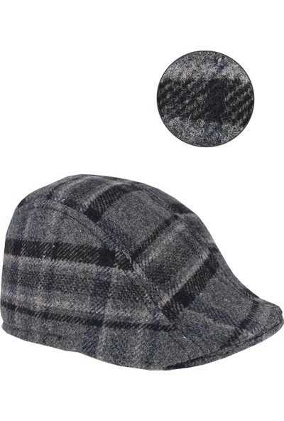 Varetta Erkek Kasket Kaşmir Yünlü Gri Kışlık Kulaklı Şapka