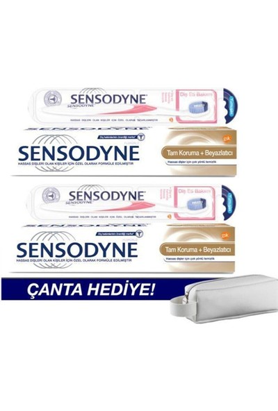 Sensodyne Tam Koruma+Beyazlatıcı 50ML+DIŞ Eti Bakımı Diş Fırçası X2-Çanta Hediyeli Sensodyne Tam Koruma+Beyazlatıcı 50ML+DIŞ Eti Bakımı Diş Fırçası X2-Çanta Hediyeli