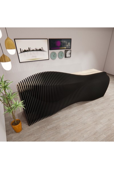 Morela Mobilya Modern Parametrik Antrasit Karşılama Bankosu