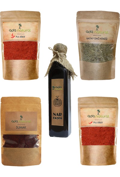 Ada Natural Hatay El Yapımı Nar Ekşisi 350 gr + Baharat Seti 350 gr Ada Natural Hatay El Yapımı Nar Ekşisi 350 gr + Baharat Seti 350 gr