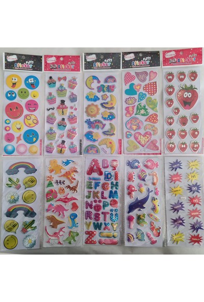 Ticon 3D Karışık Sticker 10'lu Ticon 3D Karışık Sticker 10'lu
