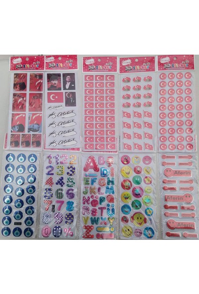 Ticon 3D Karışık Sticker 10'lu Ticon 3D Karışık Sticker 10'lu