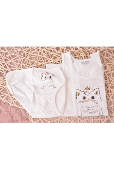 Katamino Kız Çocuk Geniş Askılı Atlet Slip Takım Katamino Kız Çocuk Geniş Askılı Atlet Slip Takım