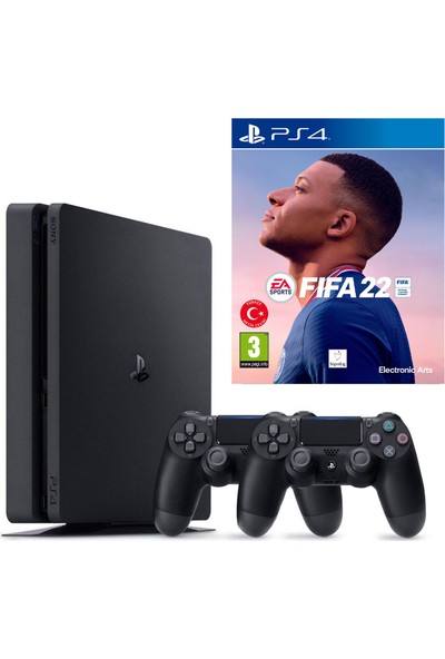 Sony Ps4 Slim 500GB Konsol + 2. Ps4 Kol + Ps4 Fifa 22