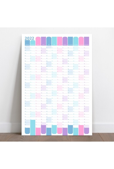 Bi'aldım 2022 Yıllık Planlayıcı Duvar Takvimi 35X50 cm Mavi Mor Wall Planner Bi'aldım 2022 Yıllık Planlayıcı Duvar Takvimi 35X50 cm Mavi Mor Wall Planner