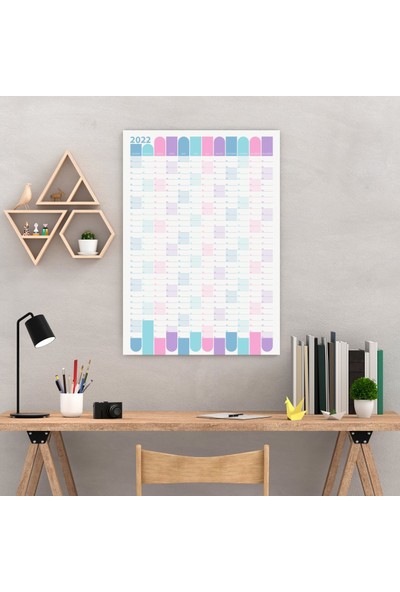 Bi'aldım 2022 Yıllık Planlayıcı Duvar Takvimi 50X70 cm Mavi Mor Wall Planner Bi'aldım 2022 Yıllık Planlayıcı Duvar Takvimi 50X70 cm Mavi Mor Wall Planner