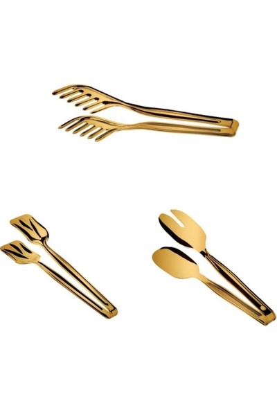 Özlife Titanyum Gold 3'lü Pasta & Makarna & Salata Maşa Seti Özlife Titanyum Gold 3'lü Pasta & Makarna & Salata Maşa Seti