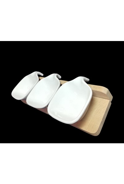 Karışık Sepets 3'lü Kahvaltı Sunum Kaseleri ve Sunum Tepsisi