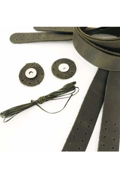 Alfa Tasarım Deri Çanta Sapı Çift 75 cm Mıknatıslı Çanta Çıtçıtı Mumlu Ip Set