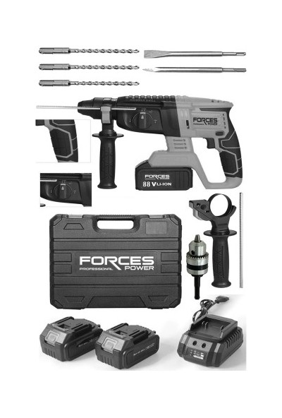 Forces Power Germany Cordless 88 W 10 Ah 4.2 Joule Çift Akülü Sjs Metal Şanzıman Kırıcı Delici Seti Forces Power Germany Cordless 88 W 10 Ah 4.2 Joule Çift Akülü Sjs Metal Şanzıman Kırıcı Delici Seti