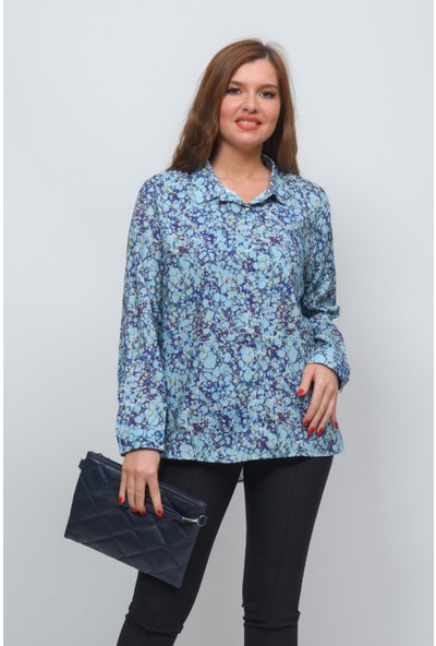Tusse Kadın Ebruli Renkli Dijital Desenli Viskon Büyük Beden Gömlek Tusse Kadın Ebruli Renkli Dijital Desenli Viskon Büyük Beden Gömlek