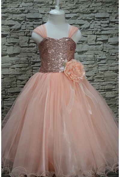 Kara Kiraz KaraKiraz Kız Çocuk Pudra Somon Abiye