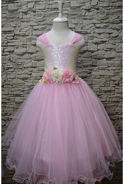 Kara Kiraz KaraKiraz Kız Çocuk Pembe Çiçekli Abiye