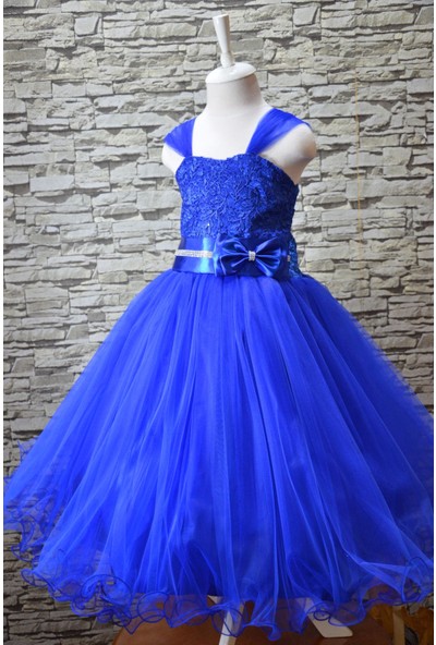 Kara Kiraz KaraKiraz Kız Çocuk Saks Mavisi Abiye