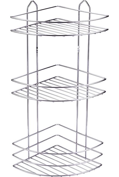 Sas Krom 3 Katlı Banyo Köşeliği Krom Köşelik 24X24X47 cm