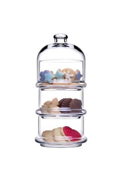 Paşabahçe Cam 3 Katlı Kurabiyelik Çerezlik Şekerlik