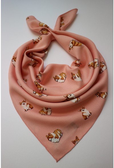 The Moon Shiba Inu Köpek Desenli Pembe Pamuk Fular The Moon Shiba Inu Köpek Desenli Pembe Pamuk Fular