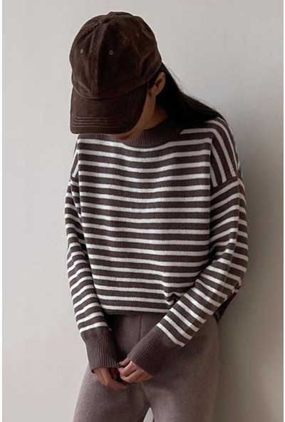 Madmext Mad Girls Vizon Çizgili Kazak MG1249