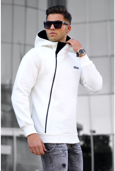 Madmext Ekru Fermuar Detaylı Sweatshirt 5335